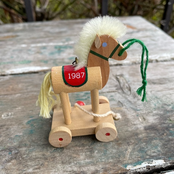 Hallmark | Holiday | Hallmark Vintage Wooden Rocking Horse Ornament 987 ...